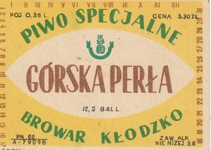 Drink Label: Gorska perla (Browar Kłodzko /closed/, PolandCol:PL-BEER ...