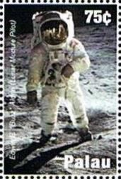 Stamp: Edvin "Buzz" Aldrin on Moon (Palau(Space Exploration, 50th Anniv ...