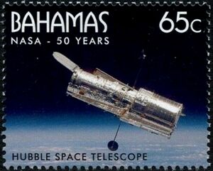 Stamp: Hubble Space Telescope (Bahamas(NASA - 50 Years) Mi:BS 1334,Sn ...