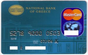 Bank Card: NATIONAL BANK OF GREECE MasterCard (02-04) (National Bank of ...