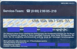 Bank Card: Rbs (RBS Bank, Germany, Federal Republic) Col:DE-VI-0021.01