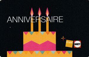 Gift Card: Anniversaire (Fnac Darty, France(Carte Cadeau) Col:FR-FNDCa-007e