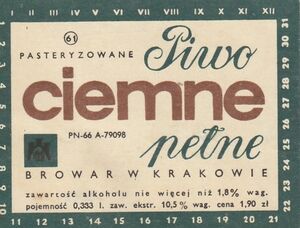 Drink Label: Ciemne pelne piwo (Browar Kraków, PolandCol:PL-BEER-004614