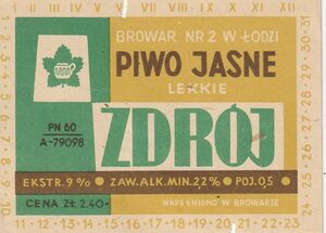 Drink Label: Zdroj jasne piwo (Browar Nr. 2 Lodz, PolandCol:PL-BEER-004647