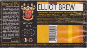 Etiqueta de bebida: Elliot Brew IPA (De Struise Brouwers , BélgicaCol ...