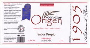Drink Label: Origen (Grupo Origen 1905 S.L.U., SpainCol:ES-BEER-001517