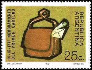 Stamp: Bicentenary of Appontment of the first Argentine Mailman ...