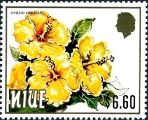 Stamp: Hybrid Hibiscus (Niue(Flowers and Queen Elizabeth II) Mi:NU 568 ...