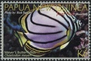 Stamp: Meyer's Butterflyfish (Chaetodon meyeri) (Papua New Guinea(Reef ...