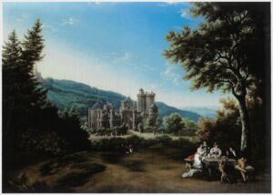 Postcard: Johann Georg Primavesi, Blick auf Löwenburg und Oktogon, um ...