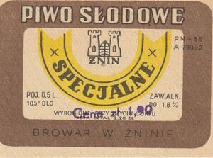 Drink Label: Specjalne slodowe piwo (Browar Znin, PolandCol:PL-BEER-005071