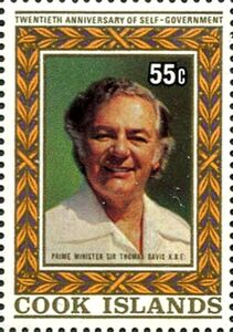 Stamp: Sir Thomas Davis (Cook Islands(20th Anniversary of Self ...