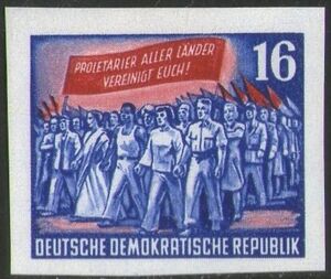 Stamp: Protest march (Germany, Democratic Republic (DDR)) (Karl-Marx ...