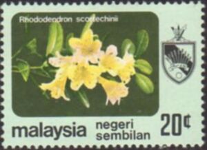 Stamp: Rhododendron scortechinii (Negri Sembilan(Flower Definitives) Mi:MY-NS 107,Sn:MY-NS 97a ...