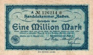Banknote: 1 Million Mark (Rheinland(Aachen) Kel:3c.2