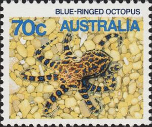 Stamp: Southern Blue-ringed Octopus (Hapalochlaena maculosa) (Australia ...