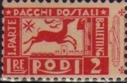 Stamp: Rhodes (Aegean Islands(Parcel post) Mi:IT-EG PP8 left