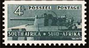 Stamp: Heavy Gun in Concrete Turret (South Africa(War Effort) Mi:ZA 165 ...
