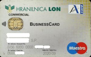 Bank Card: Maestro Business Card (Hranilnica LON, SloveniaCol:SI-MS-0036