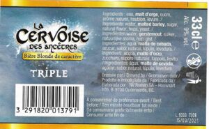 Drink Label: La Cervoise des ancêtres - Triple (NV Roman SA, BelgiumCol ...
