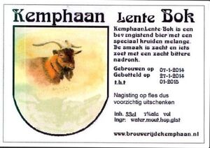 Drink Label: Kemphaan Lente Bok (Stadsbrouwerij De Kemphaan ...