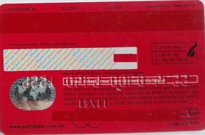Bank Card: Santander (Banco Santander, MexicoCol:MX-MC-0157