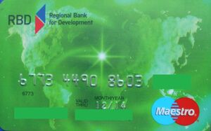 Bank Card: Regional Bank for Development. Green map (RBD Bank ...