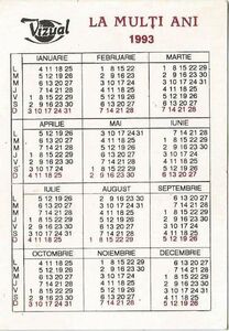 Pocket Calendar: Sandra (Romania(Artists) Col:RO-1993-Artist-002.01