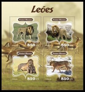 Stamp: African Lion (Panthera leo) (Guinea-Bissau(Lions (2014)) Mi:GW ...