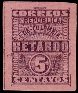 Stamp: Retardo (Colombia) (Late Fee Stamp) Mi:CO 161B,Sn:CO I4,Yt:CO ...