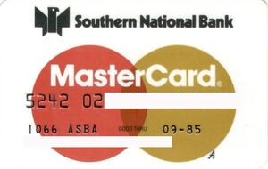 Bank Card: Southern National Bankof North Carolina MC (Southern ...