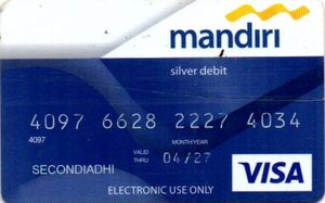 Bank Card: Silver Debit - Blue (Bank Mandiri, IndonesiaCol:ID-VI-0042.04