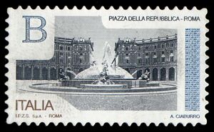 Stamp: Republic Square, Rome (Italy(Squares in Italy) Mi:IT 3917,Sn:IT ...