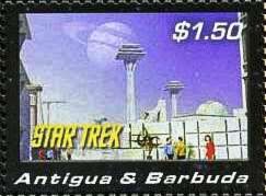 Stamp: Enterprise crew in Alien City (Antigua and Barbuda(Star Trek) Mi ...