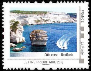 Stamp: Corsican Coast. Côte Corse - Bonifacio (France: Personalized ...