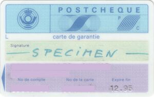 Bank Card: Postcheque Card L (Bureau des Cheques Postaux, LuxembourgCol ...
