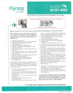 Safety Card: Boeing B737-800 (Flynas, Saudi ArabiaCol:KNE-SA-0001