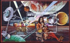 Stamp: Edmond Halley, Giotto (Mauritania(Haley's Comet) Mi:MR BL66,Sn ...