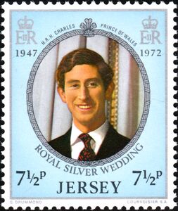 Stamp: Prince Charles (Jersey(Royal Silver Wedding of Queen Elizabeth ...