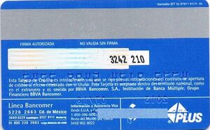 Tarjeta de Banco: Azul (Bancomer, MéxicoCol:MX-VI-0002.08