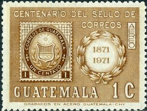 Stamp: Centenary of Guatemala postage stamp (Guatemala(Centenary of ...