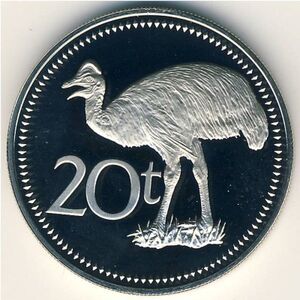 コイン: 20 Toea (Bennett's Cassowary) (パプアニューギニア(1975~Today - Circulation ...