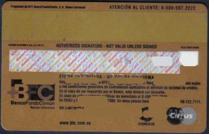 Bank Card: BFC - Banco Fondo Común (Banco Fondo Común, Venezuela) Col ...