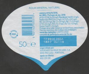 Drink Label: Luso (Sociedade da Agua de Luso. S.A., PortugalCol:PT ...