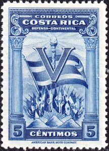 Stamp: Torch of Freedom (Costa Rica(Defensa-Continental) Mi:CR 299,Sn ...