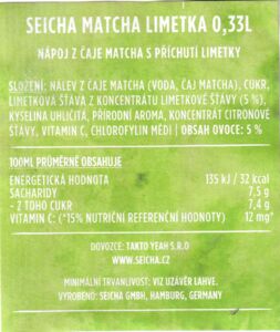 Drink Label: Sparkling Matcha Limette (Seicha GmbH, Germany, Federal ...