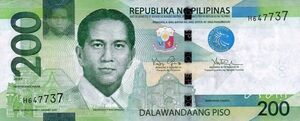 Banknote: 200 Piso (Philippines) (2010-2019 "New Design" Issue) Wor:P ...