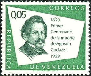 Stamp: Agustin Codazzi (1793-1859) (Venezuela(Agustín Codazzi, death ...