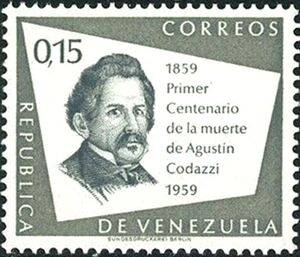 Stamp: Agustin Codazzi (1793-1859) (Venezuela(Agustín Codazzi, death ...