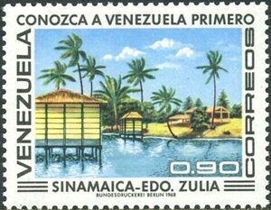 Stamp: Houses on stilts, Zulia (Venezuela(Tourism) Mi:VE 1773,Sn:VE 932 ...
